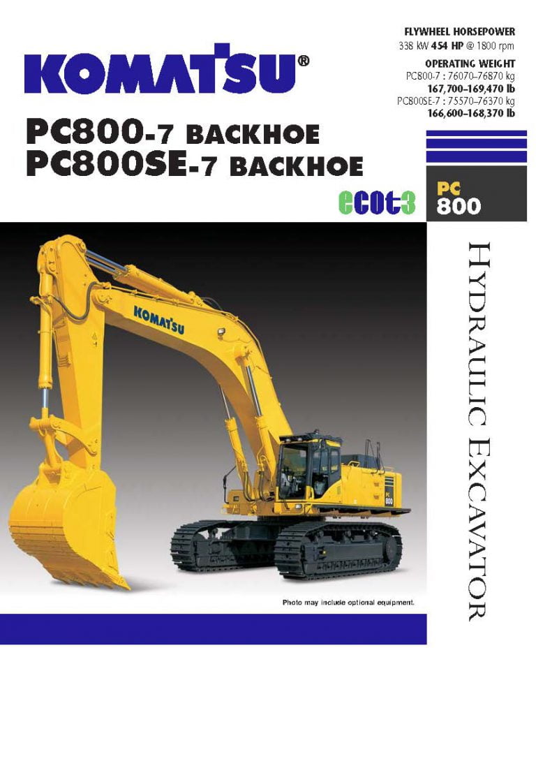 Komatsu Catalogue Specification Sheets Hydraulic Excavator PC800-7 ...