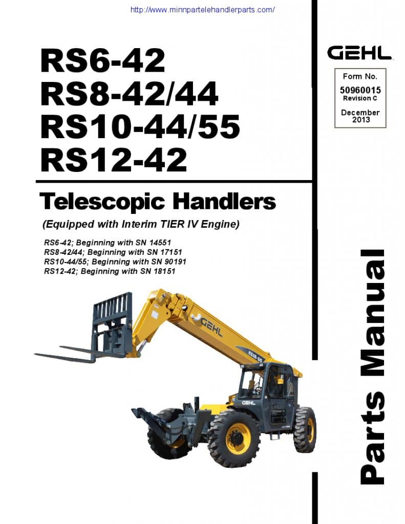 Gehl RS 10-44 55 Telehandler Parts Manual (JUNE 2015) PDF Download ...
