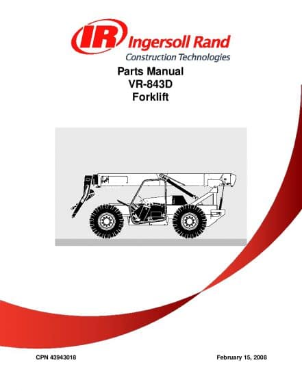 Ingersoll Rand VR-843D Telehandler Parts Manual PDF Download | Service ...