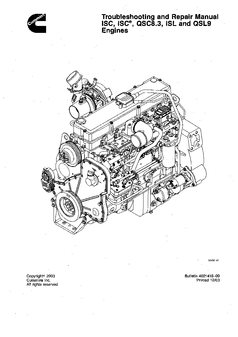 Cummins ISC QSC8.3 ISL QSL9 engine Workshop Repair Service Manual PDF ...