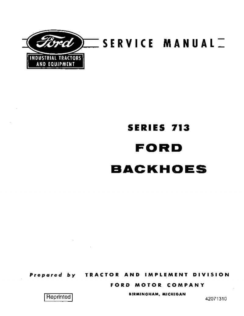 Ford 713 Series Backhoe Workshop Repair Service Manual PDF Download ...