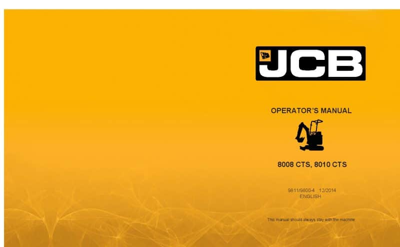 JCB 8008 CTS, 8010 CTS Operation and Maintenance Manual PDF download ...