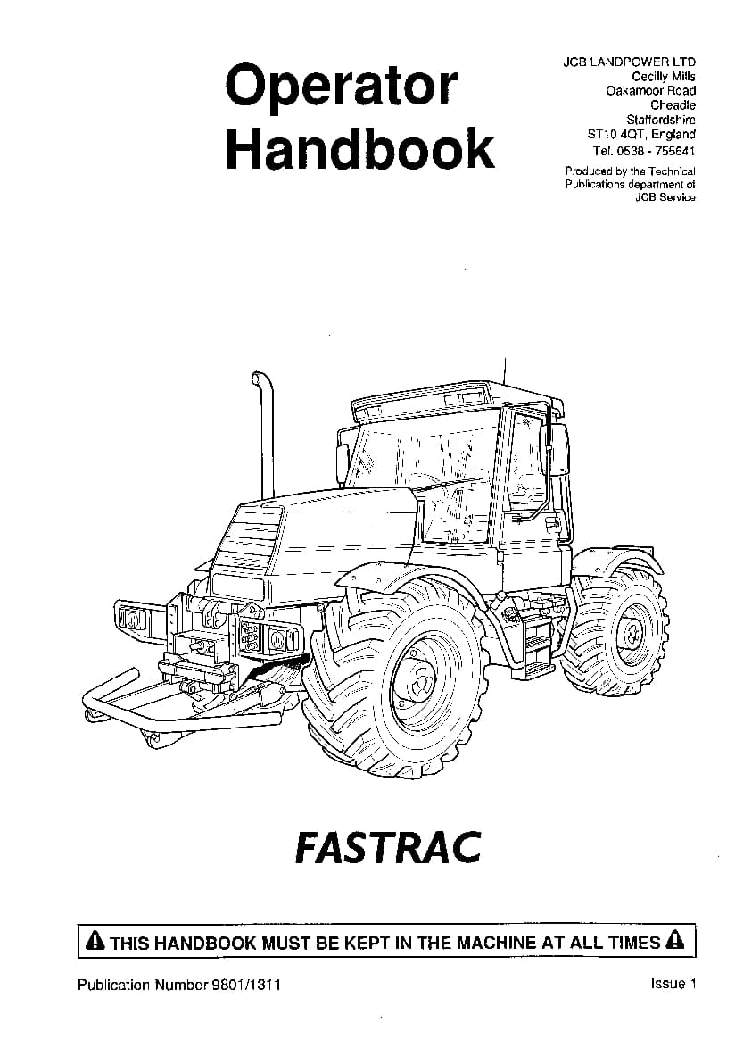 JCB Fastrac 125, 135, 155 Operation and Maintenance Manual PDF download ...