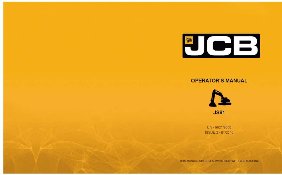 JCB JS81 from serial 02426501 Operation and Maintenance Manual PDF ...