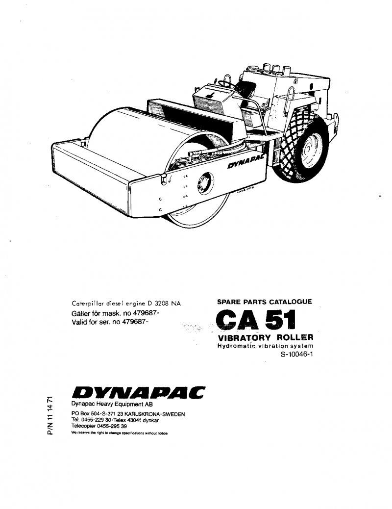 Dynapac CA51 - Spare Parts Catalogue S-10046-1 manual PDF Download ...