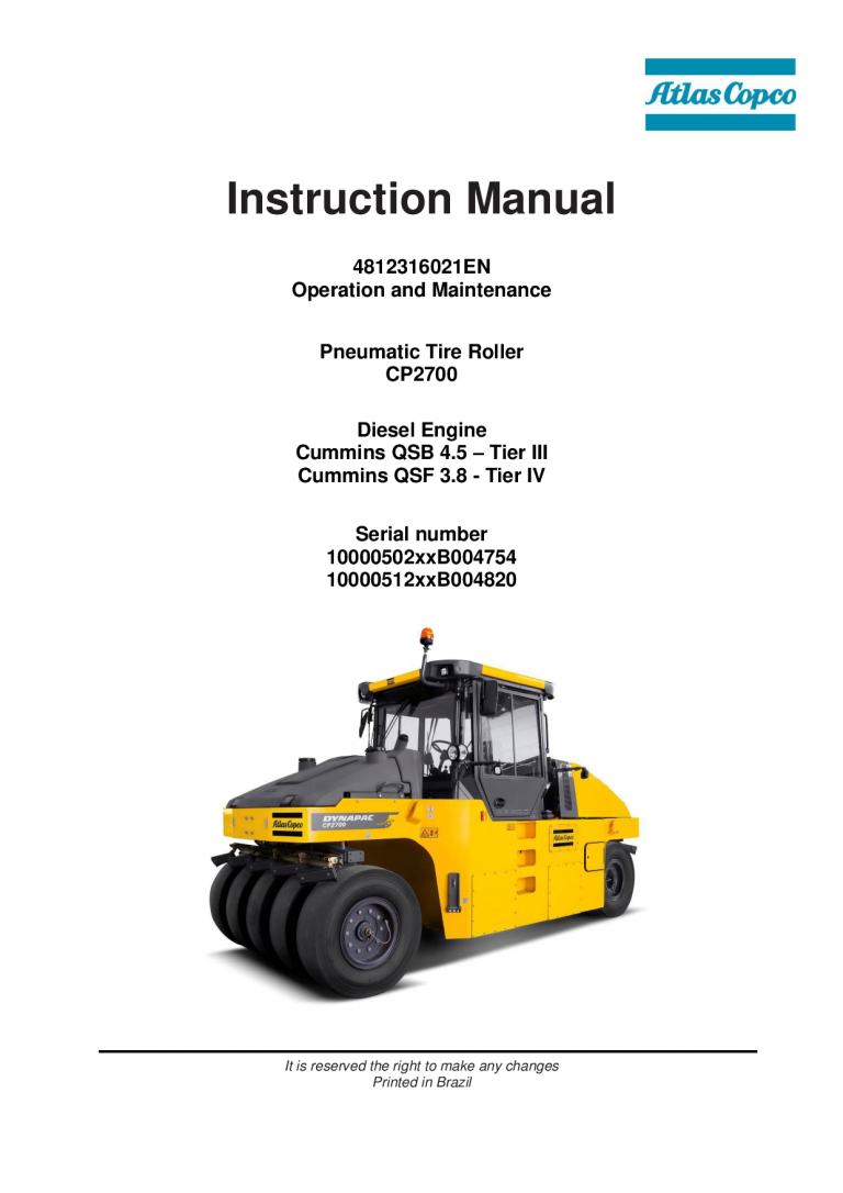 Dynapac CP2700 - Operation and Maintenance 4812316021 manual PDF ...