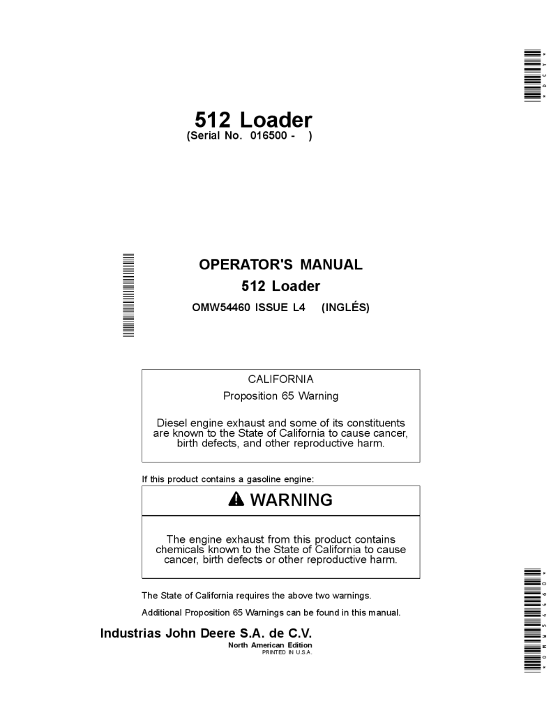 John Deere 512 Loader OMW54460 Operation and Maintenance manual PDF ...