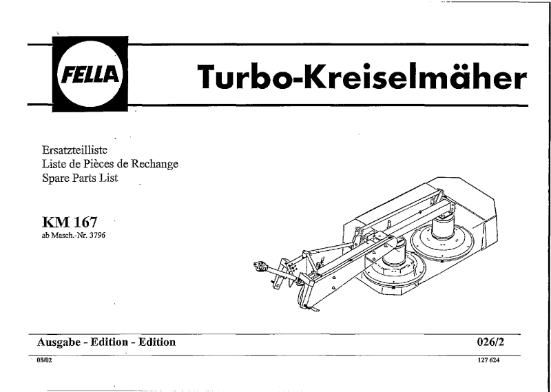 Fella KM167_2002 Disc Mower Parts manual catalog PDF Download | Service ...