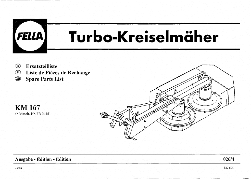Fella KM167_2006_10 Disc Mower Parts manual catalog PDF Download ...