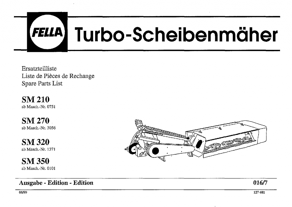 Fella SM210_270_320_350_1999 Disc Mower Parts manual catalog PDF ...