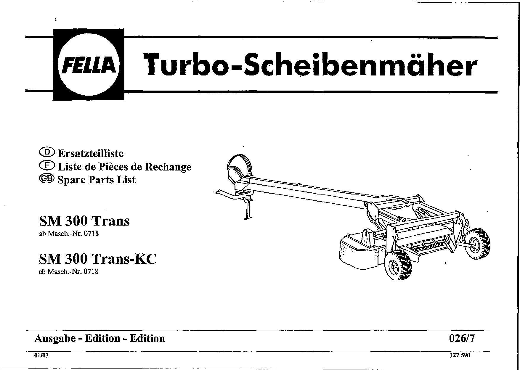 Fella SM300TRANS_KC_2003 Disc Mower Parts manual catalog PDF Download ...