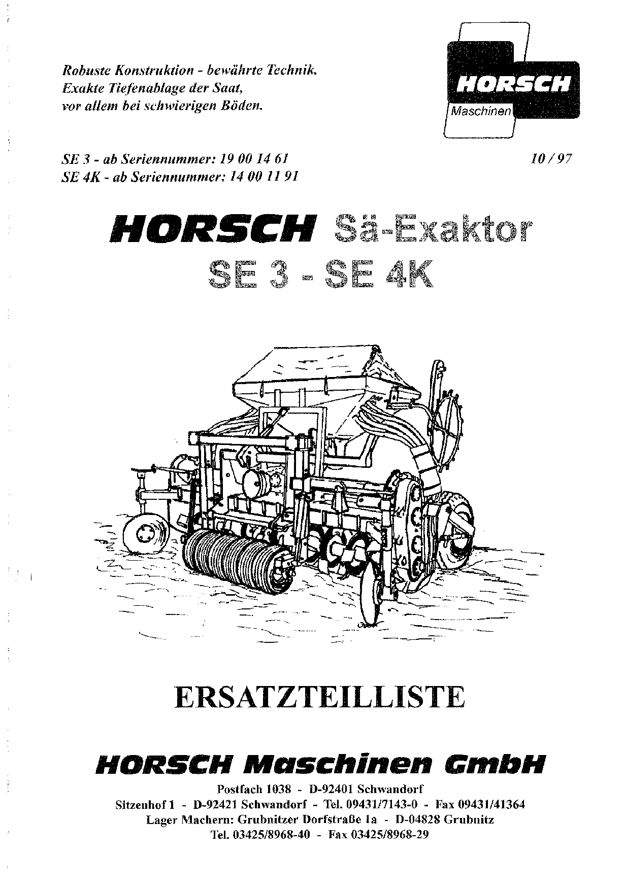 Horsch Sa-Exaktor_SE_3_4K Seed_drill Parts manual catalog PDF Download ...