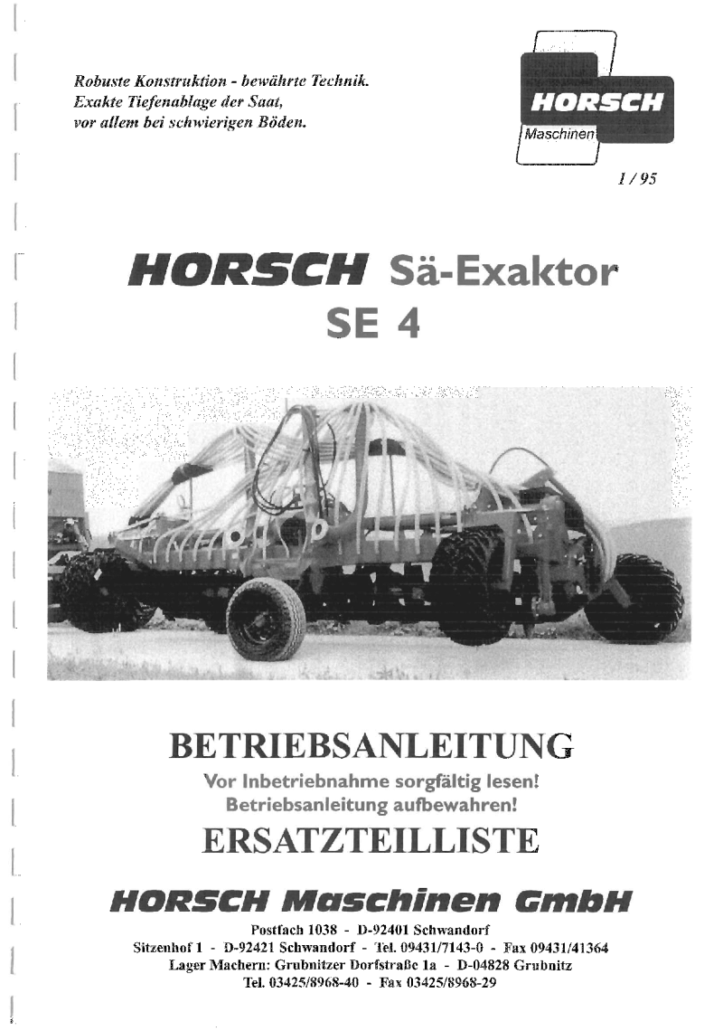 Horsch Sa-Exaktor_SE_4 Seed_drill Parts manual catalog PDF Download ...