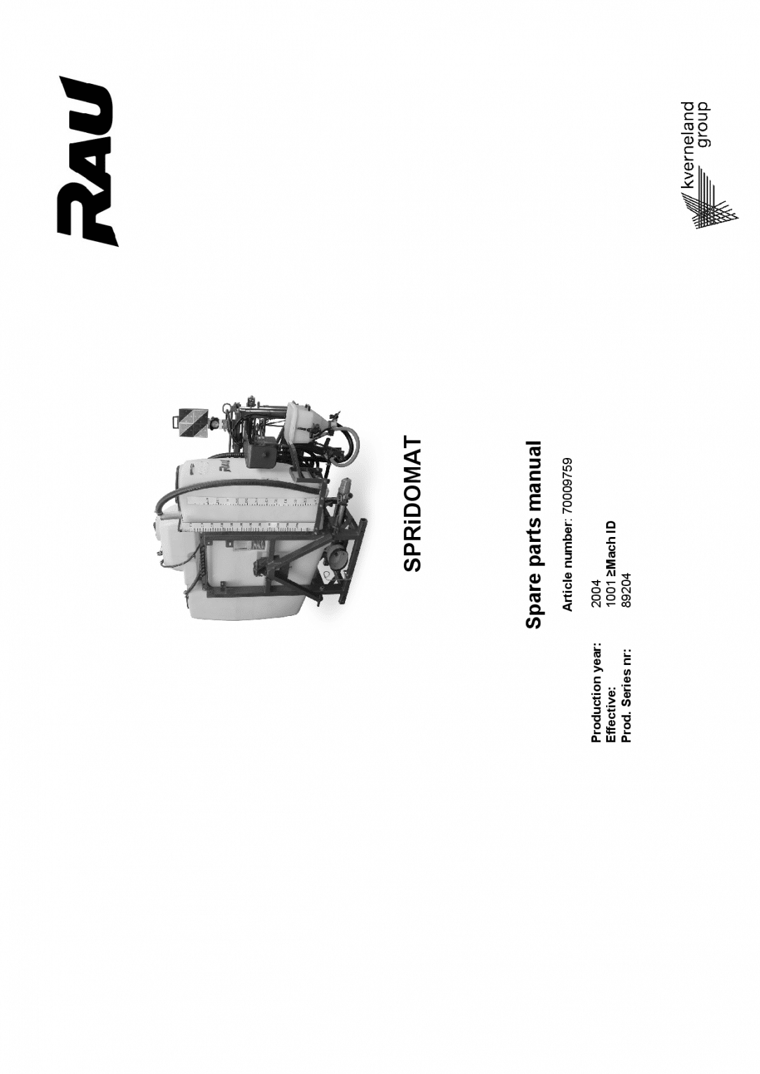Rau Spridomat Sprayer Parts manual catalog PDF Download | Service ...
