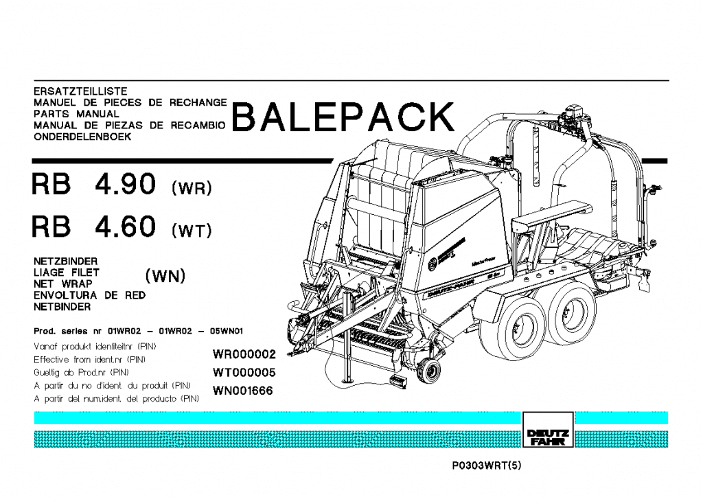 Deutz-Fahr RB 4.90 (WR) 4.60 (WT) BalePack Baler-wrapper chamber Parts ...