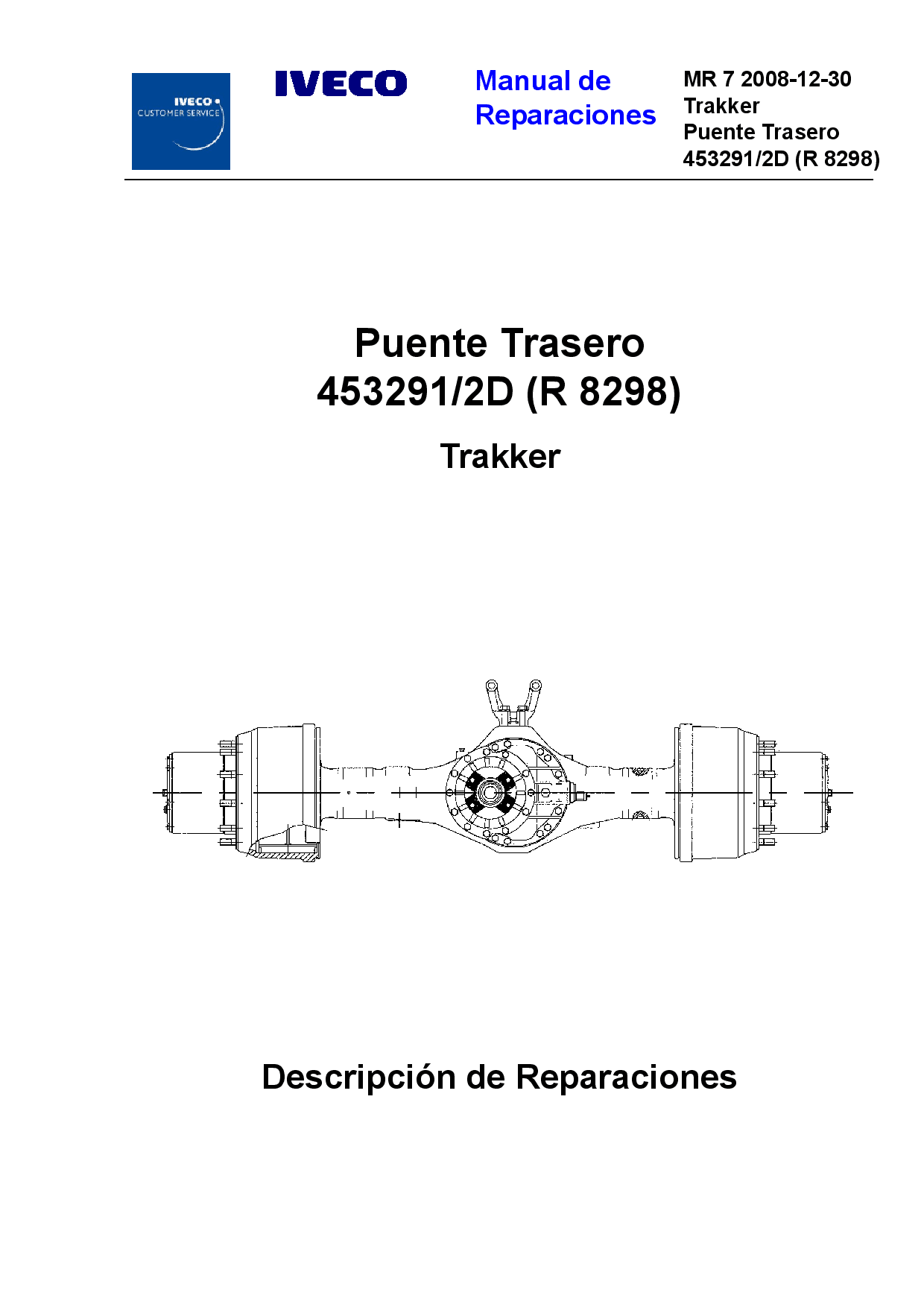 Iveco MR 7 Trakker 453291-2D (R8298) Puente Trasero Spanish Manual de ...