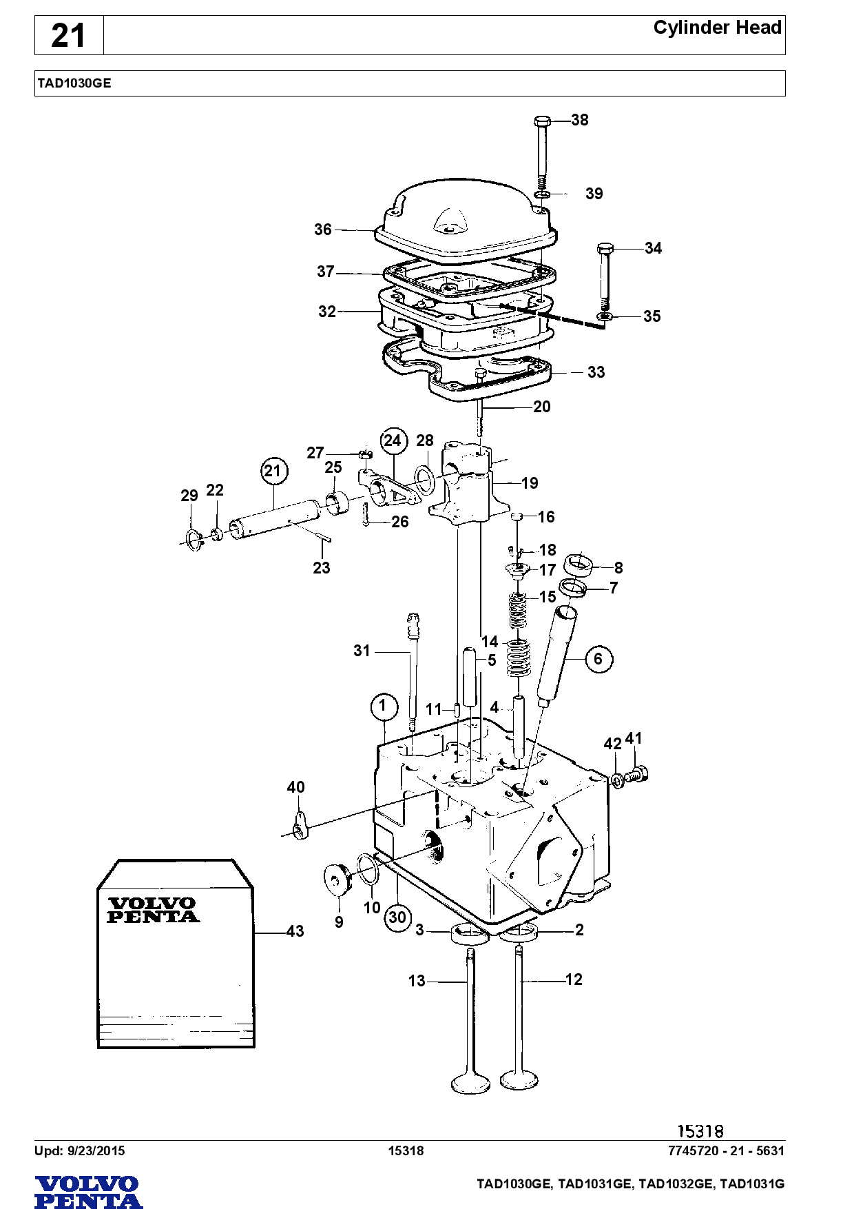 Volvo TAD-1030 1031 1032-GE, TAD1031G Engine Parts manual catalog PDF ...
