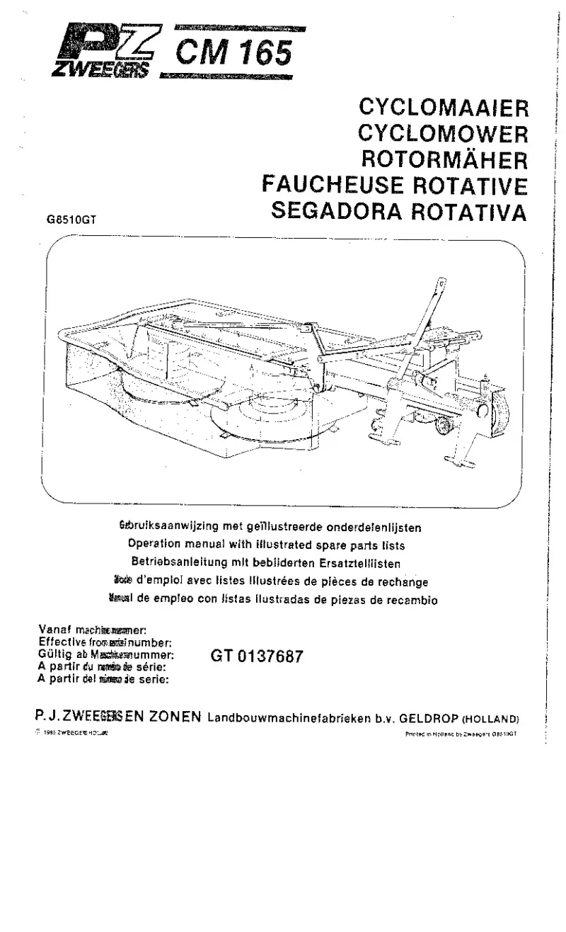 PZ Greenland CM 165 CycloMower 1985 Operation Maintenance and Parts ...