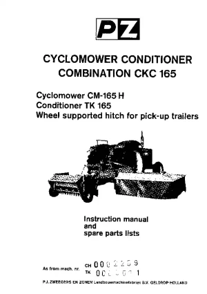 PZ Greenland CM 165 CycloMower 1985 Operation Maintenance and Parts ...