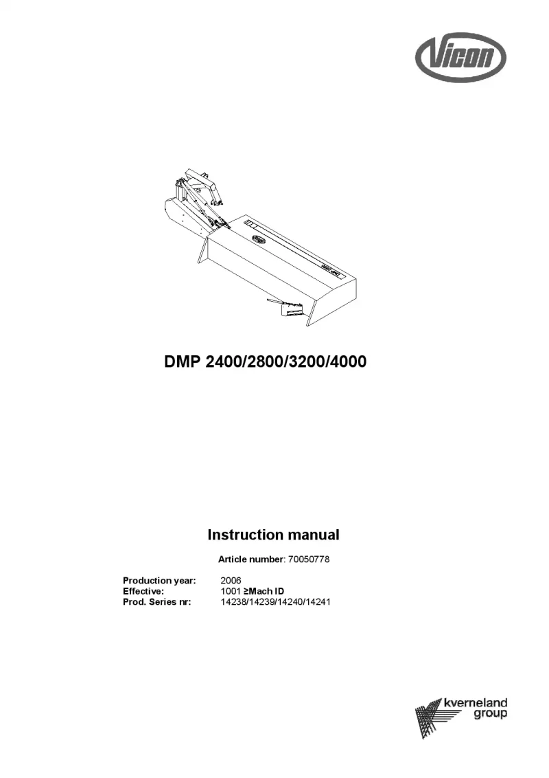 Vicon DMP 2400 2800 3200 4000 Mowers Disc Plain Rear mounted 2006 ...