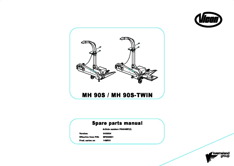 Vicon MH 90S 90S Twin Maize choppers 14NP01 Parts Manual Catalog Pdf ...