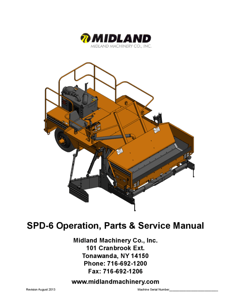 Midland SPD-6 Road widener Serial -2021 Operation Service and Parts ...