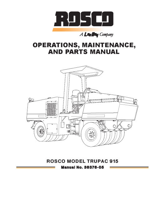 Rosco Roller TruPac 915 Operation Service and Parts Manual PDF Download ...