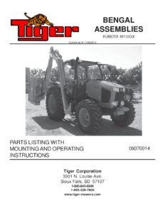 Tiger Kubota M110GX BENGAL Mower Operation and Parts Manual PDF ...