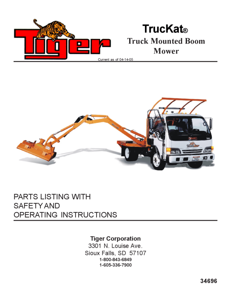 Tiger Truckat Freightliner Truck Mounted Boom Mower Operation and Parts ...