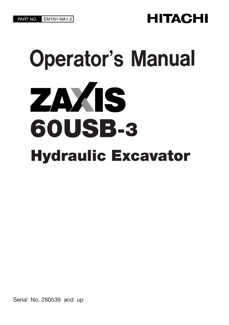 Hitachi ZAXIS60USB-3 Hydraulic Excavator Serial 60USB-3 Operation ...