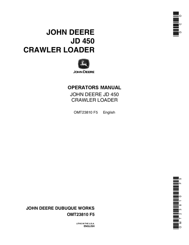 John Deere JD450 Crawler Loader Construction OMT23810 Operation ...