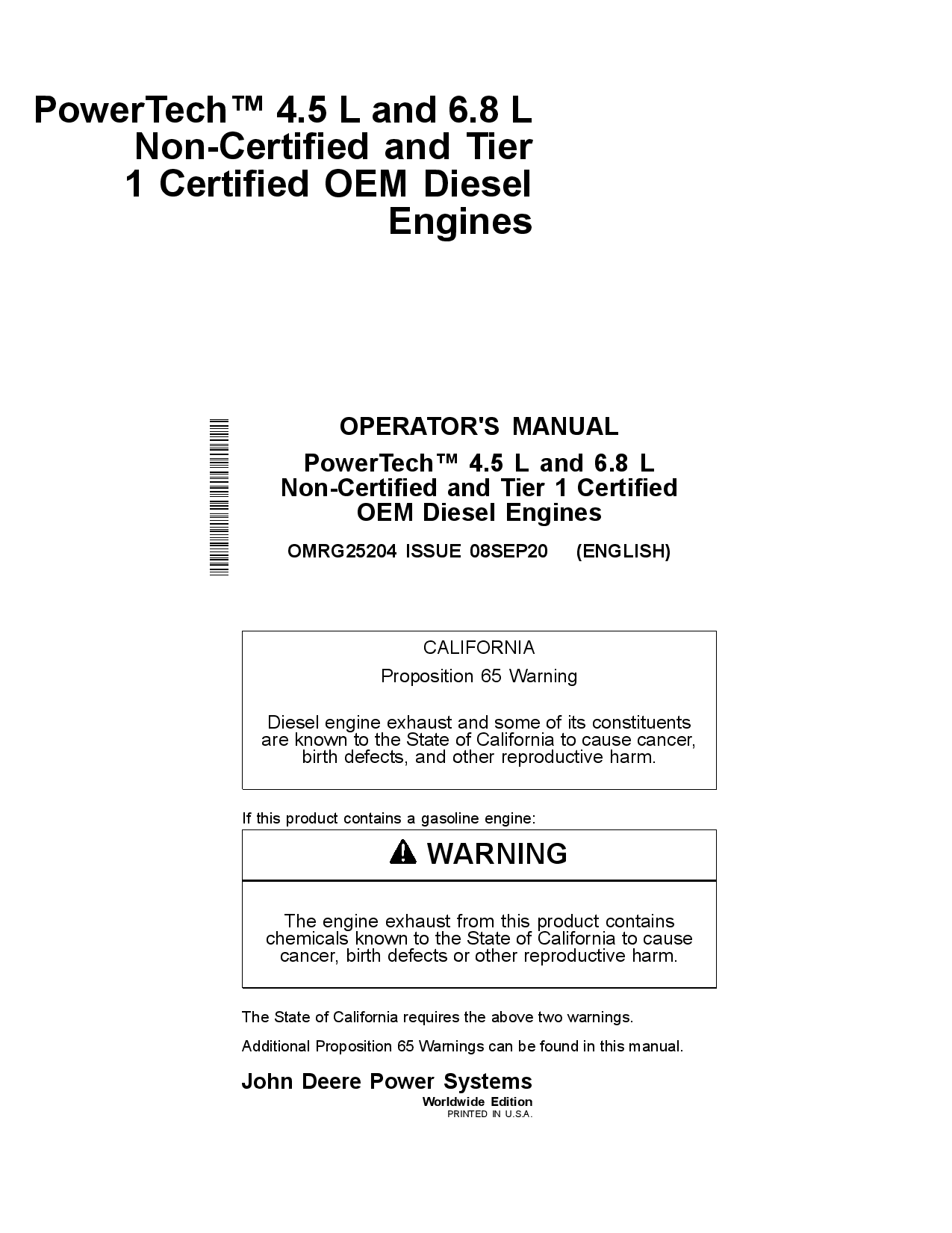 John Deere PowerTech 6068HF120 6068TF120 6068TF220 6068TF250 Tier 1 OEM ...